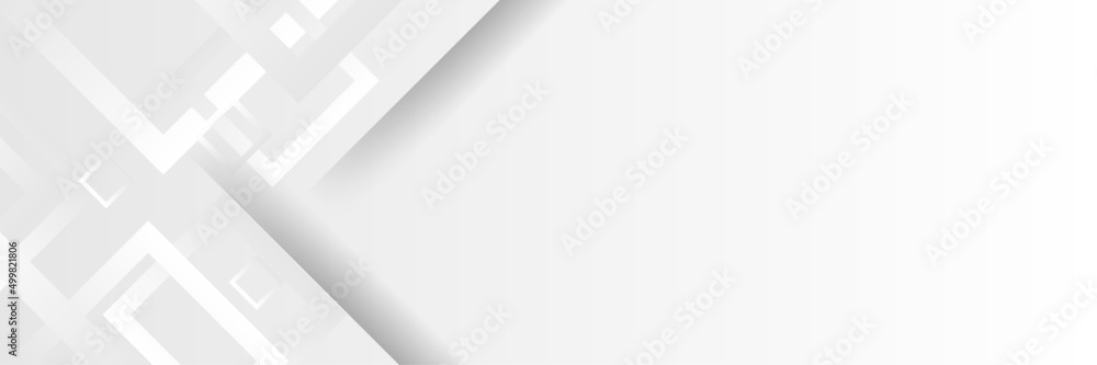 Modern white abstract wide web banner background with geometric ...
