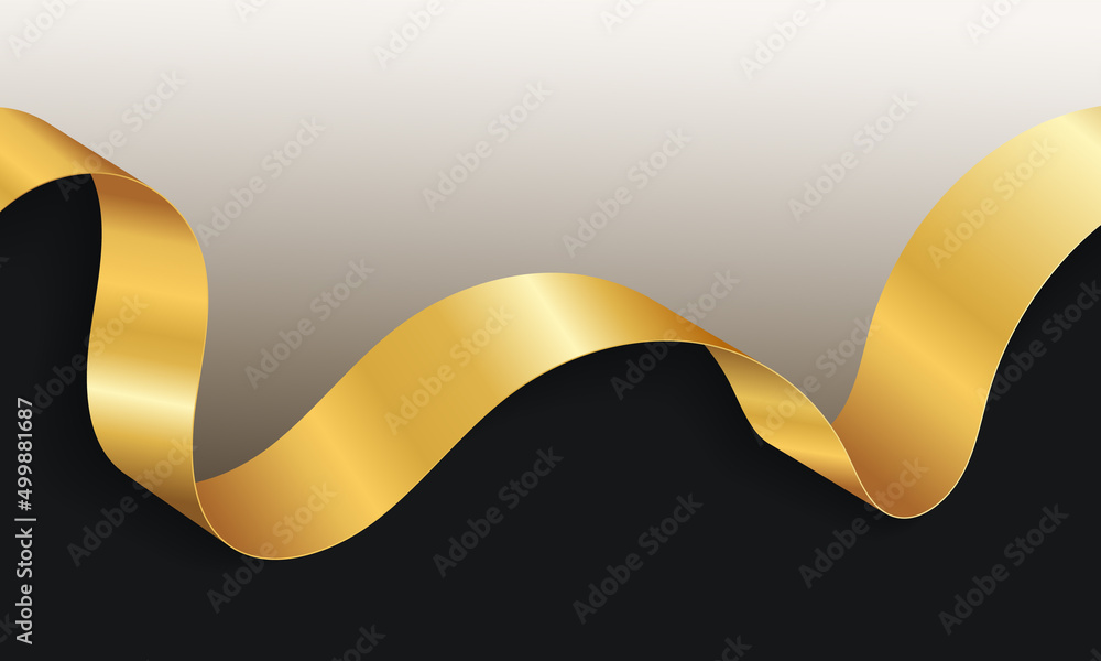 Gold ribbon banner background vector Stock Vector | Adobe Stock