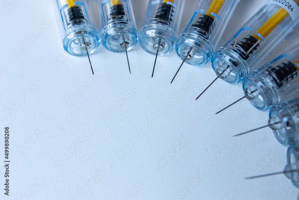 New medical vaccines ready for injection with syringe and vaccine to ...