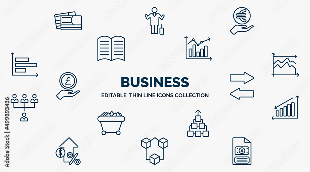 Vector de Stock concept of business web icons in outline style. thin ...