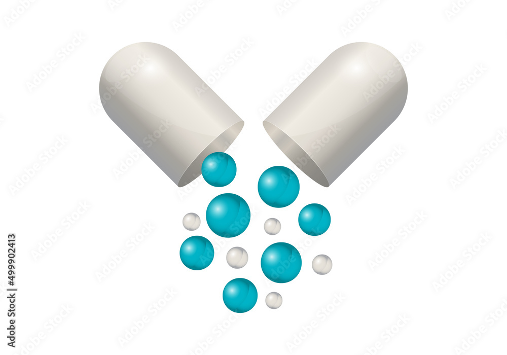 Image vectorielle Stock Medicine 3d pill, capsule vector icon, white ...