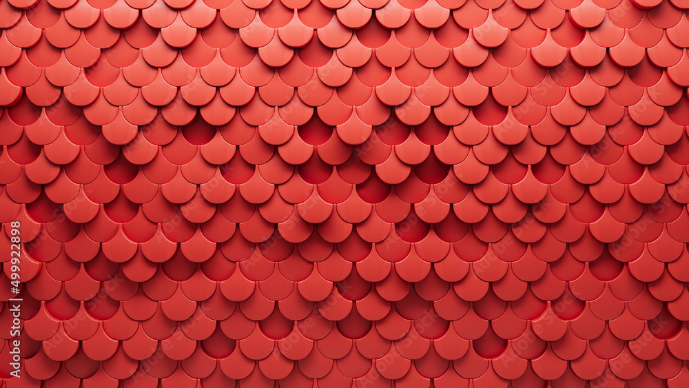 Futuristic, 3D Wall background with tiles. Red, tile Wallpaper with ...