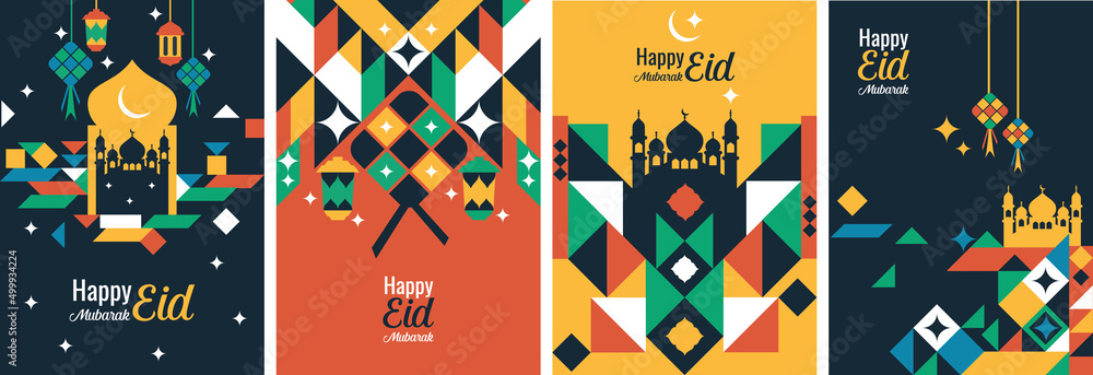 Eid Al Fitr Mubarak abstract geometric wallpaper background. Islamic ...