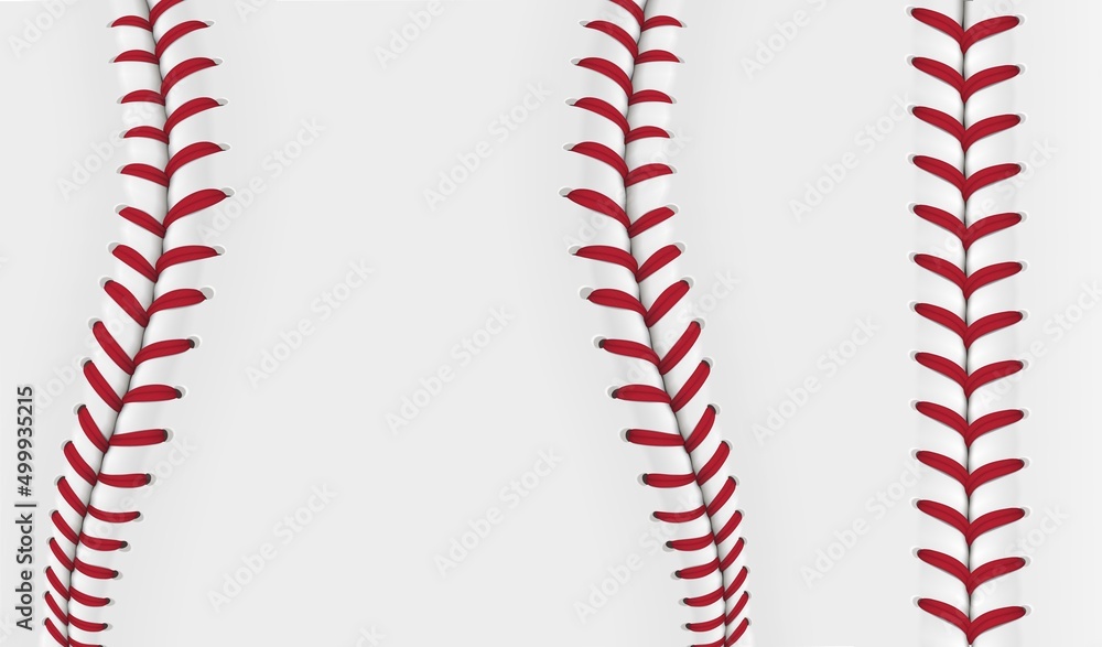 Baseball lace pattern, baseball ball stitch pattern. Vector 3d red wavy ...
