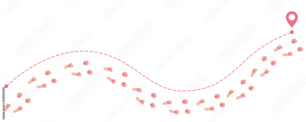 Bunny footprint direction point for map. Rabbit paws. Trail of animal ...