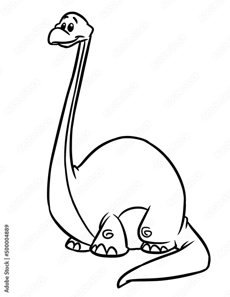 Dinosaur diplodocus lizard jurassic coloring page cartoon illustration ...