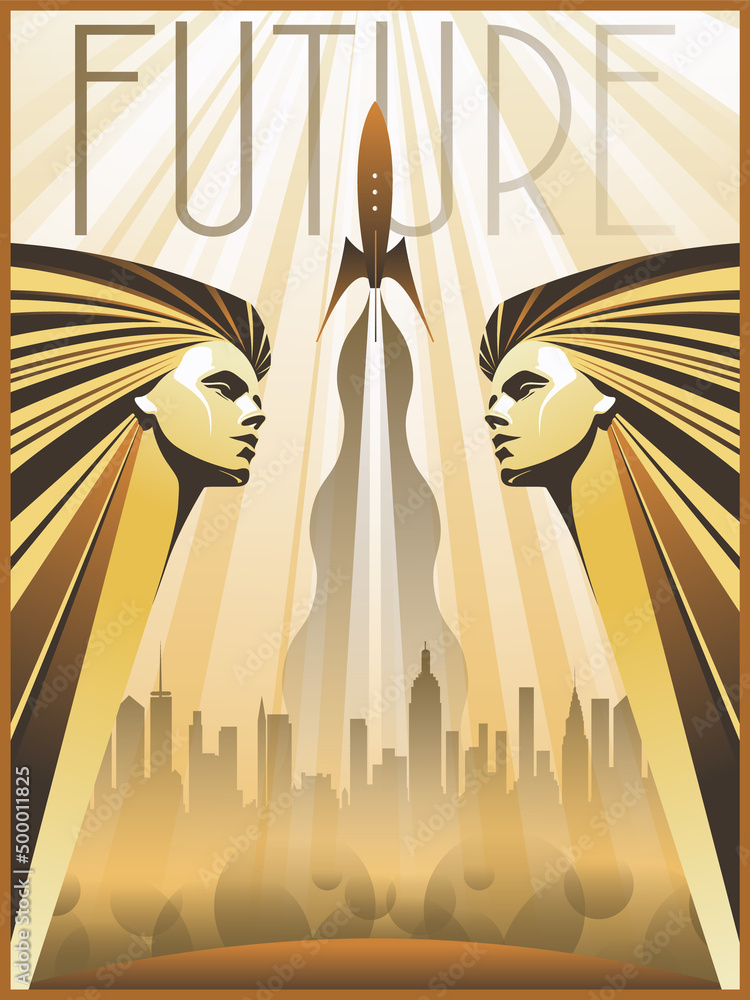 Art Deco Vintage Golden Poster. 1920s - 1930s Modern Style Retro ...