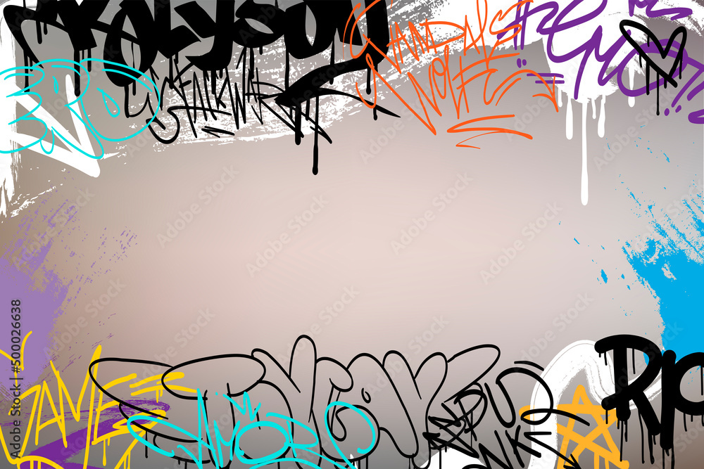 Vector de Stock Graffiti tag border frame grunge style. Creative art ...