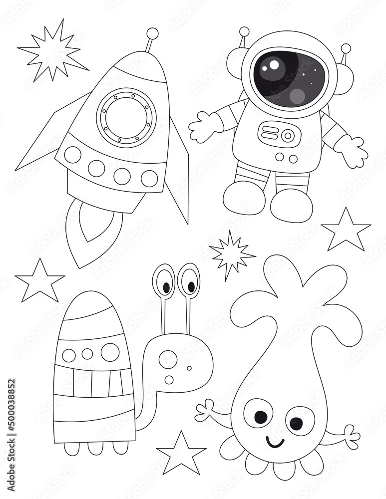 Space coloring page printable for children. Preschool Space. Rocket ...