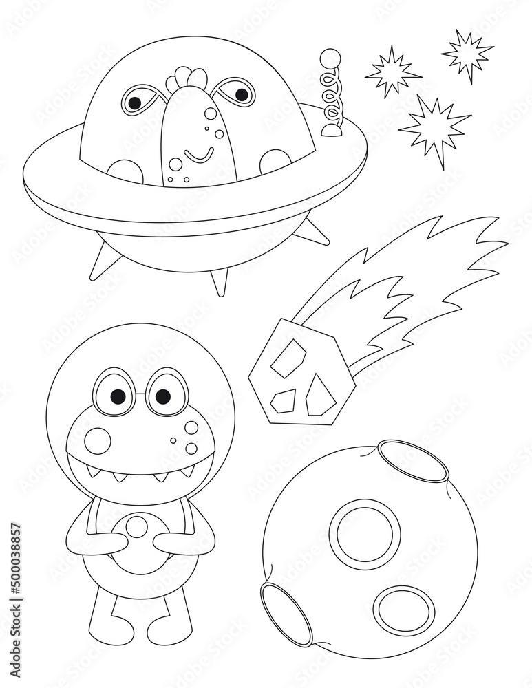 Vector de Stock Space coloring page printable for children. Preschool ...