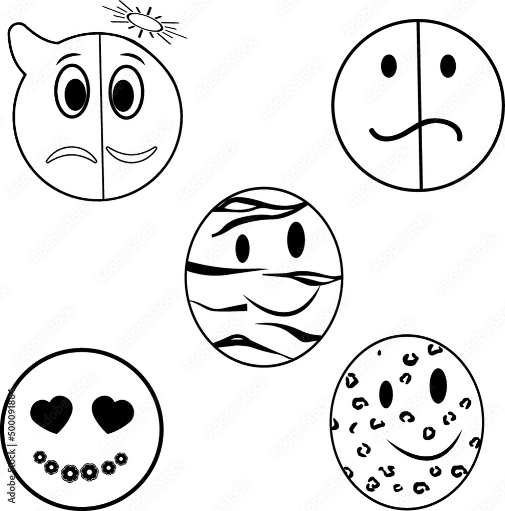 Stock-Vektorgrafik „Emoji SVG Design | Random Set 1 Emoji Faces ...