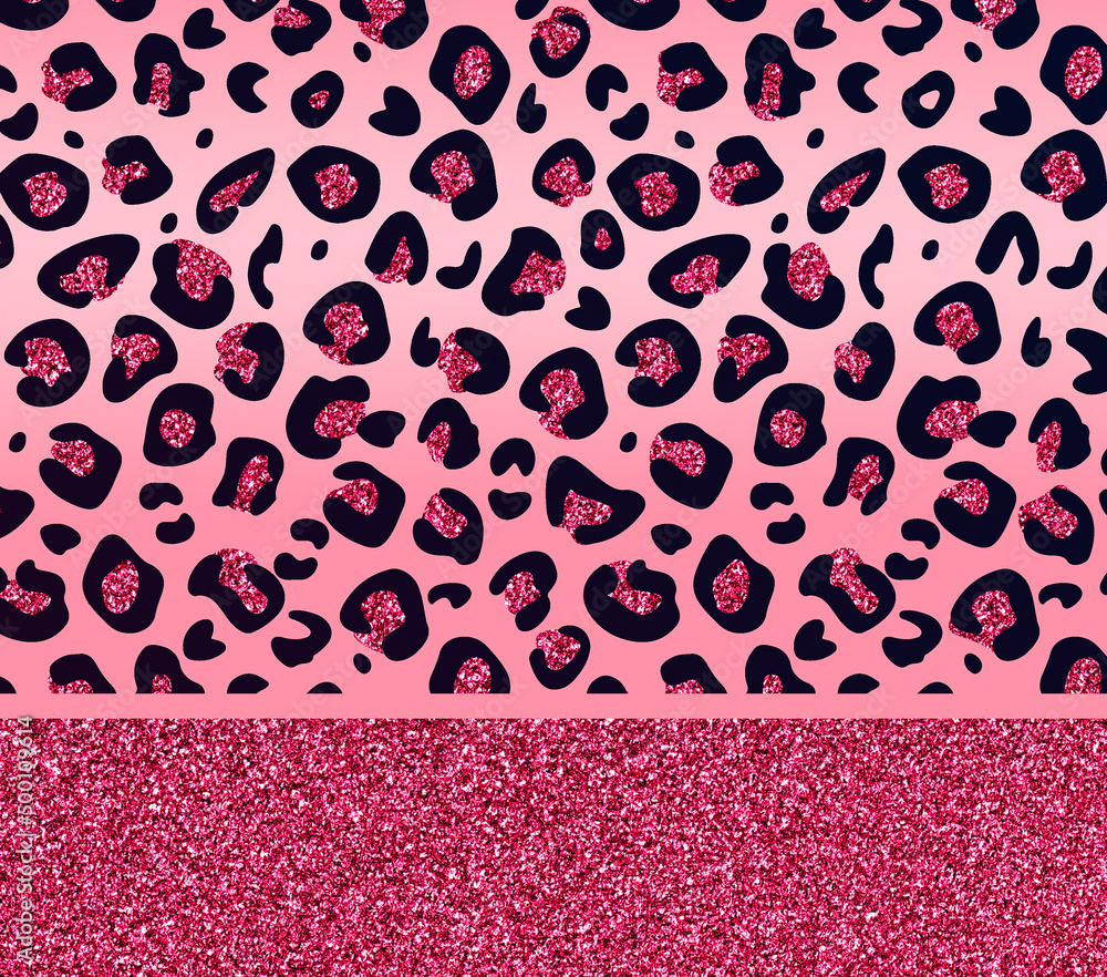 Pink glitter leopard print background. Stock Illustration | Adobe Stock