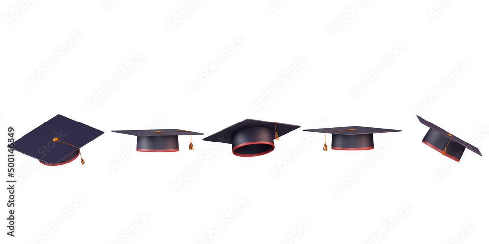 Set of graduation caps, isolated on a white background. Congratulations ...