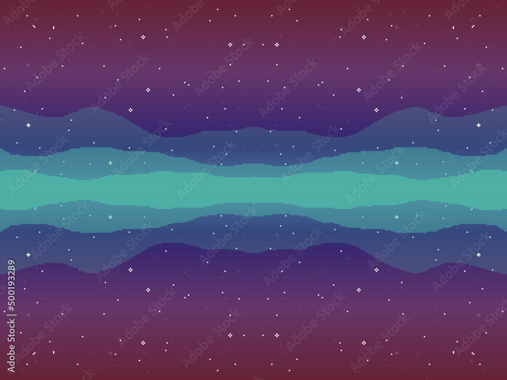 Starry pixel art background. Pixel art style 8 bit. Pixel cosmos, space ...