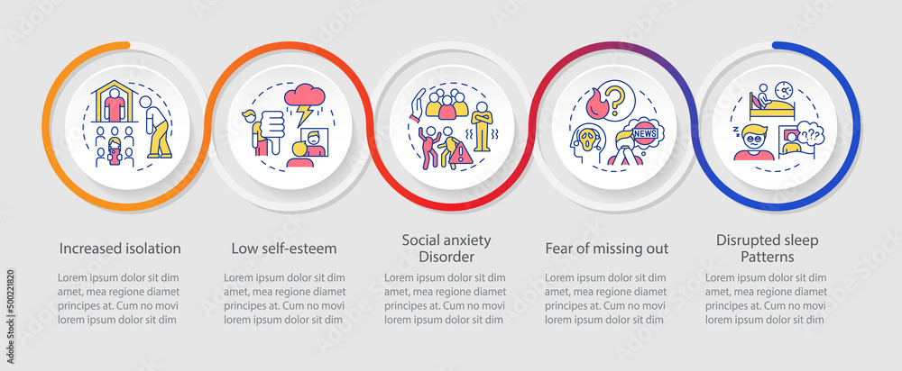 Vector de Stock Downsides of social media loop infographic template ...