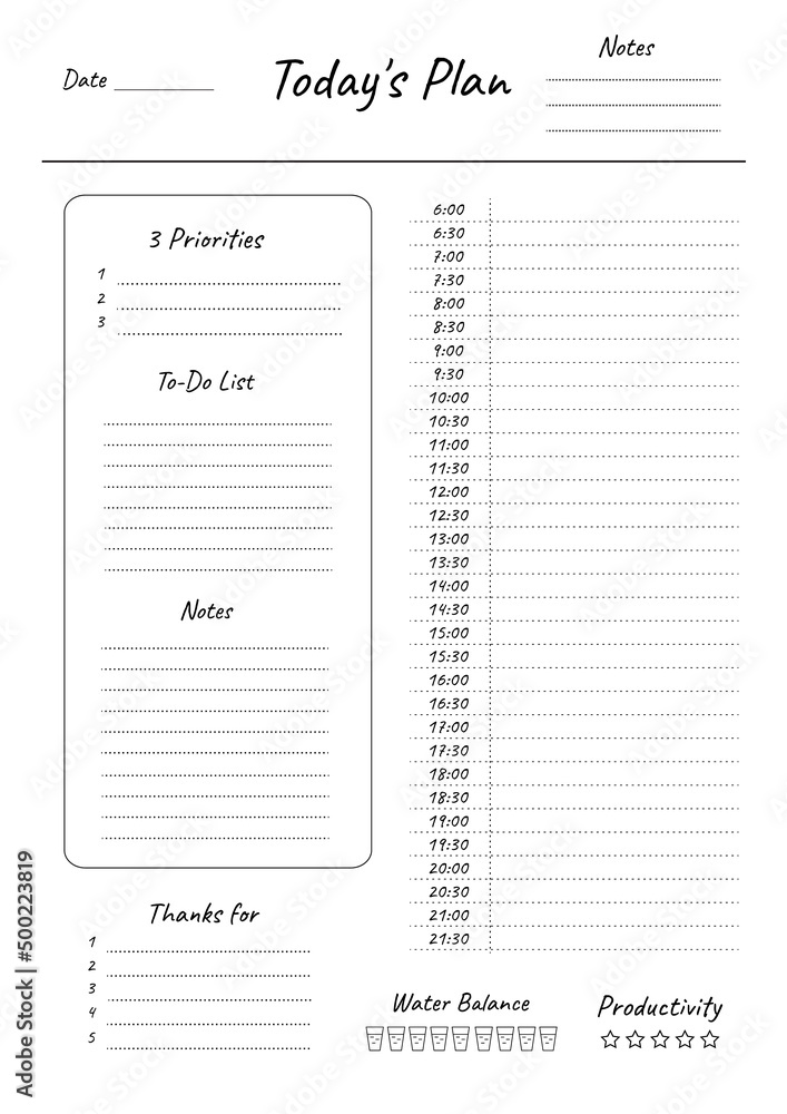 Vector de Stock Today s Plan planner printable template Vector. Blank ...