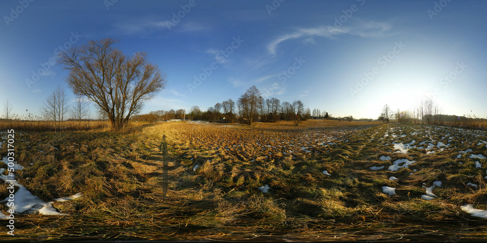 European fields covered with snow HDRI Panorama Stock Photo | Adobe Stock