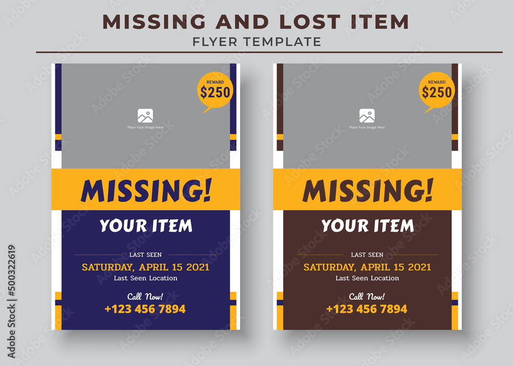 Missing and Lost Item flyer Template, Missing poster, Lost pet flyer ...