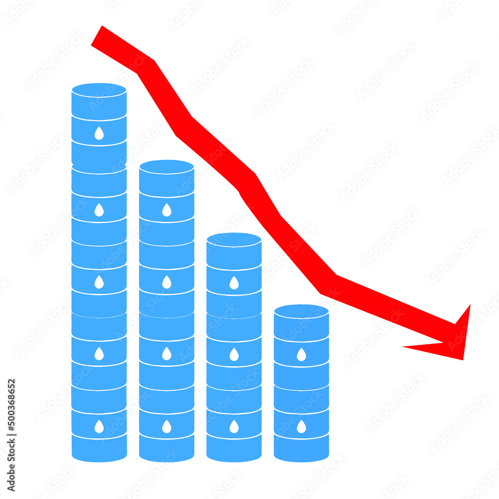 Vetor Oil price drop concept illustration. The vector image depicts the ...