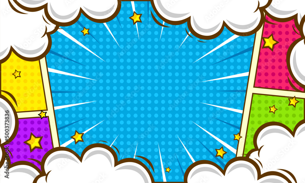 Blank colorful comic background with cloud Stock Vector | Adobe Stock