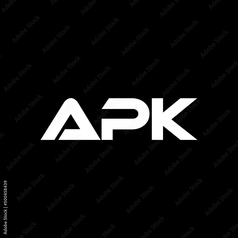Stock-Vektorgrafik „APK letter logo design with black background in ...