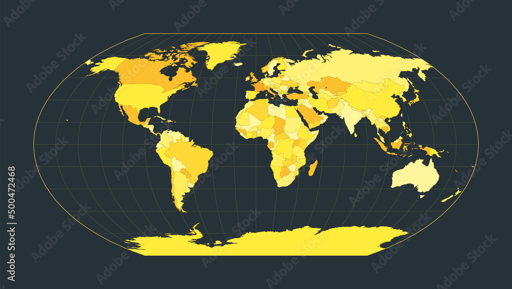 World Map. Wagner VI projection. Futuristic world illustration for your ...