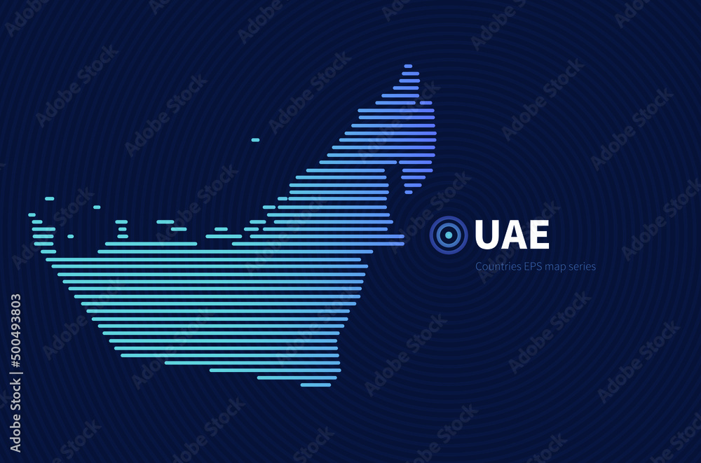 UAE map. horizontal bar-shaped map of the countries for brochure. Stock ...