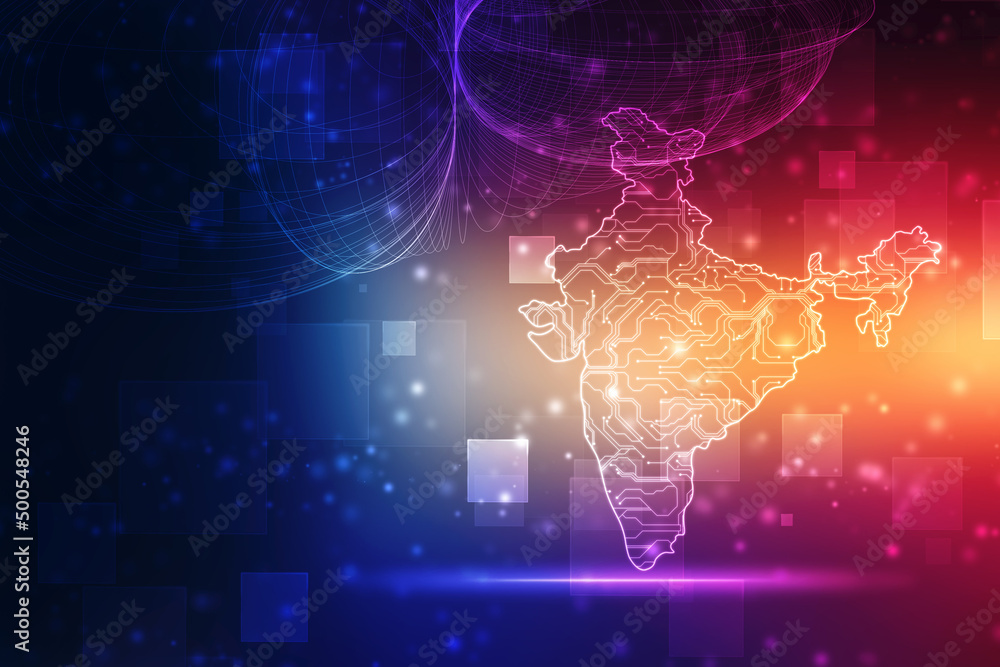Digital India Concept, India Map with circuit lines on technology ...