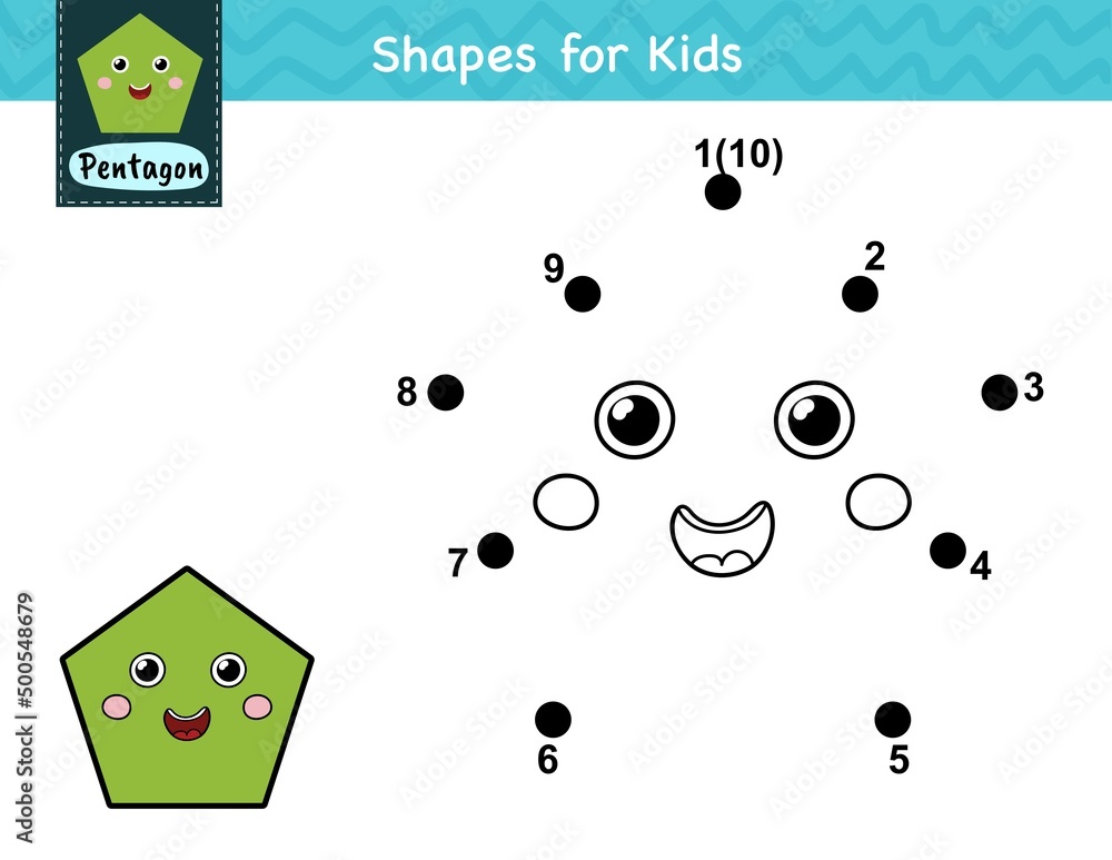 Connect the dots and draw a cute pentagon. Dot to dot number game for ...