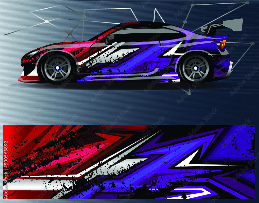 Race car wrap decal designs. Abstract racing and sport background for ...