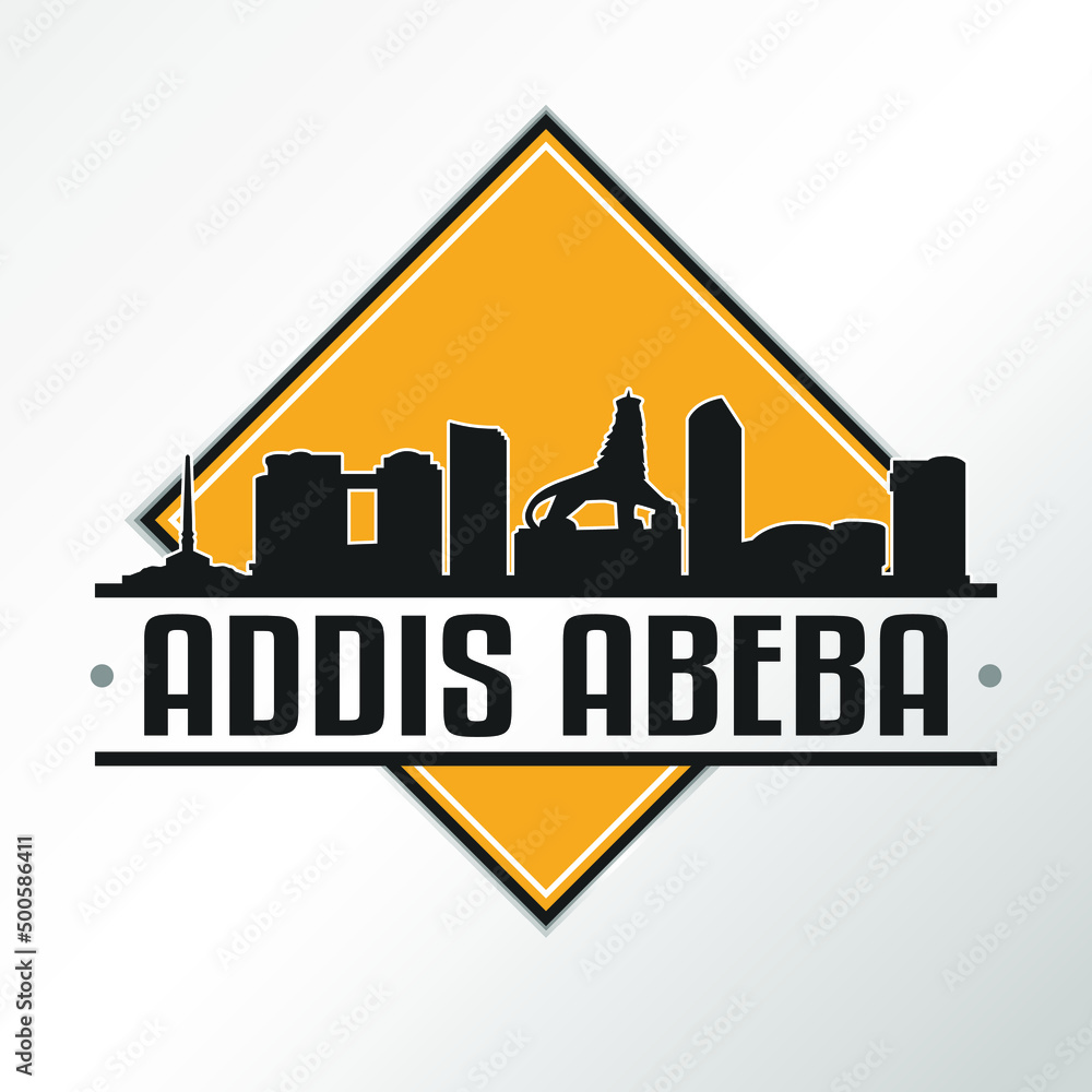 Addis Ababa, Ethiopia Skyline Logo. Adventure Landscape Design Vector ...