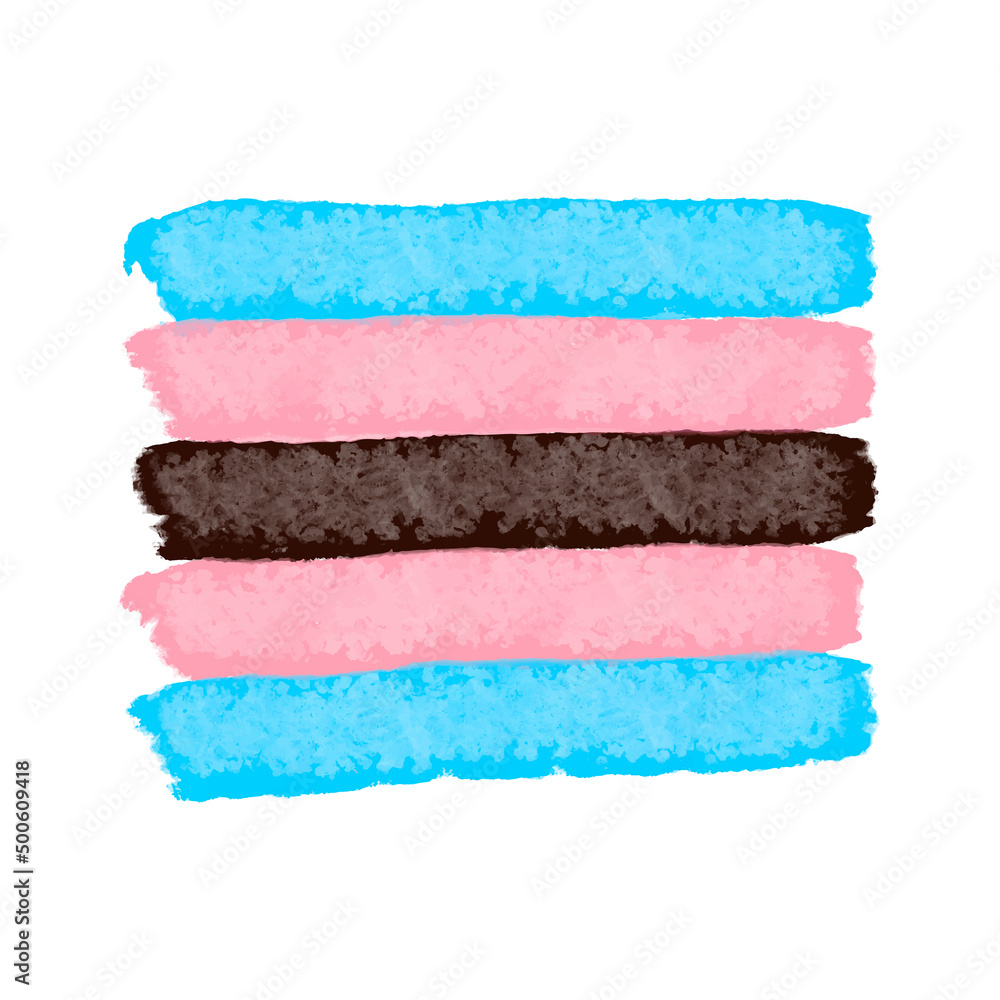 black transgender flag - artisitic hand drawn paint textured vector ...