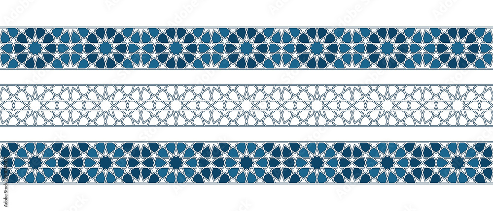 Set of borders of Islamic pattern for Ramadan greetings cards and ...
