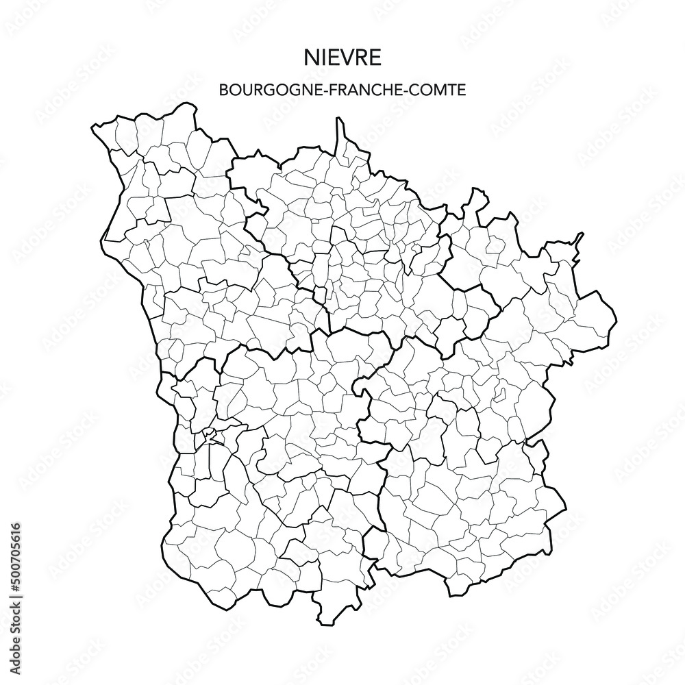 Vector Map of the Geopolitical Subdivisions of The Département De La Nièvre Including ...