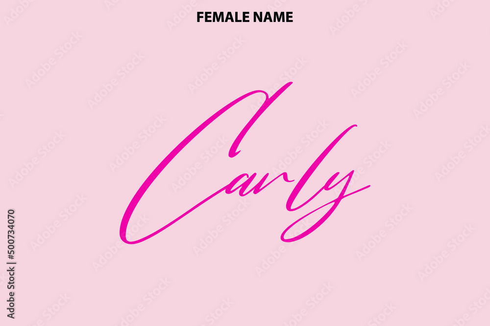 Handwritten Calligraphy Personal Girl Name Carly on Pink Background ...