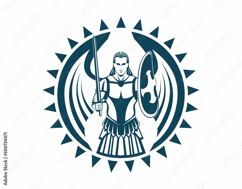 Archangel Michael Sun Icon Illustration Stock Vector | Adobe Stock