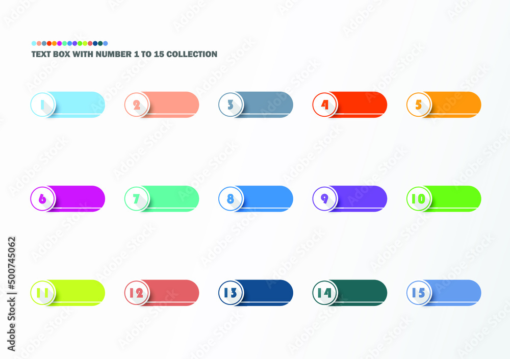 Bullet with number collection. Numbers from 1 to 15. Infographic buttons and points. Design easy ...