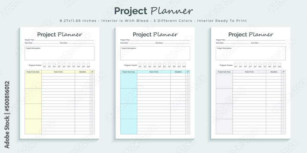 Project planner logbook journal and tracker printable kdp interior ...