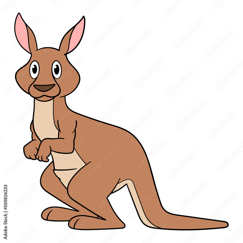 Cartoon Kangaroo Vector Illustration on White Background Stock Vector ...