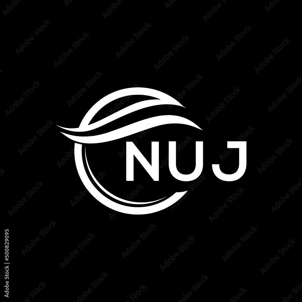 NUJ letter logo design on black background. NUJ creative initials ...