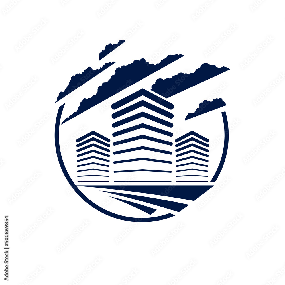 Office building round shape icon or logo, modern architecture vector ...