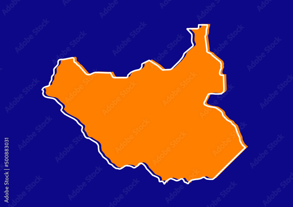 Outline map of South Sudan, stylized concept map of South Sudan. Orange ...