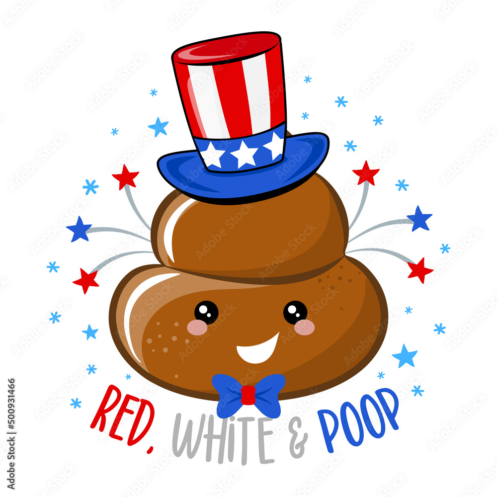 Red, white and Poop - Cute smiling happy poop with Lincoln hat. Vector ...