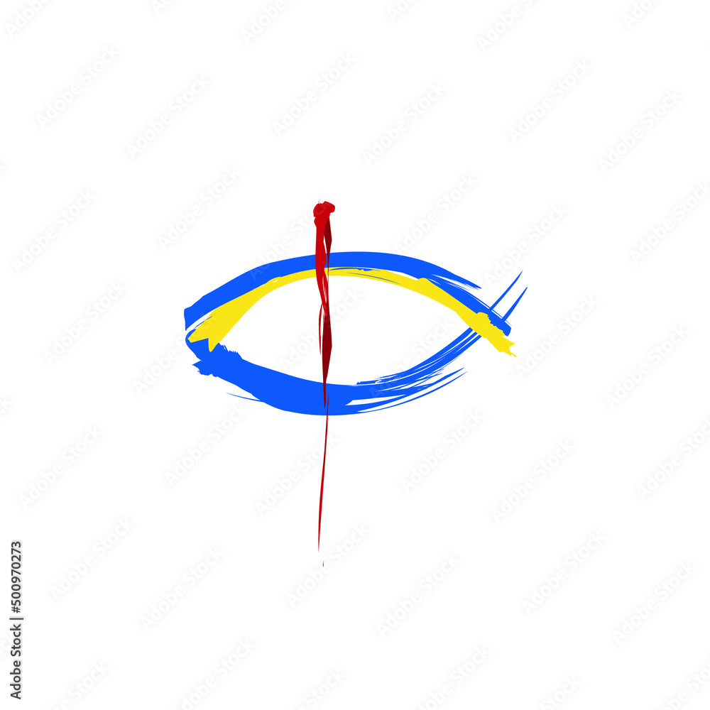 Artistic christian logo, shape of Jesus fish, hand drawn ichthus ...