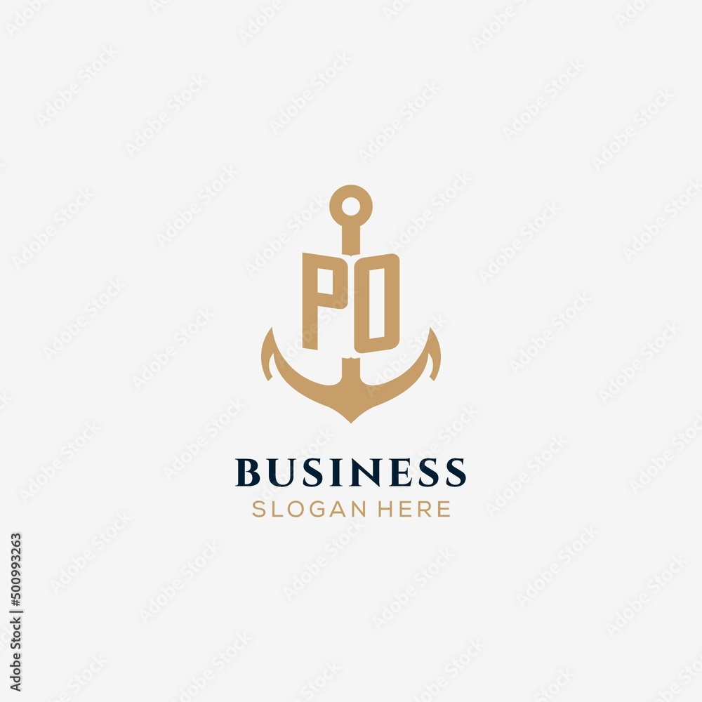 Letter PO with anchor logo design Stock Vector | Adobe Stock