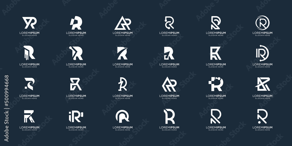 mega collections letter R logo design inspiration. best bundle initial ...