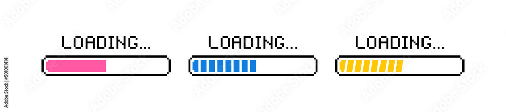Stock-Vektorgrafik „Pixel art 8-bit loading bar concept. Loading or Installing process. Vector ...