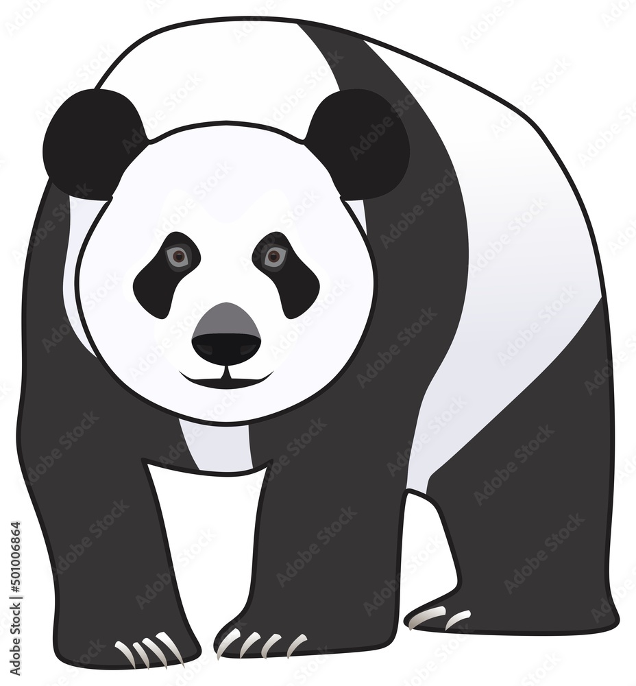 cartoon panda character vector drawing on isolated white background ...