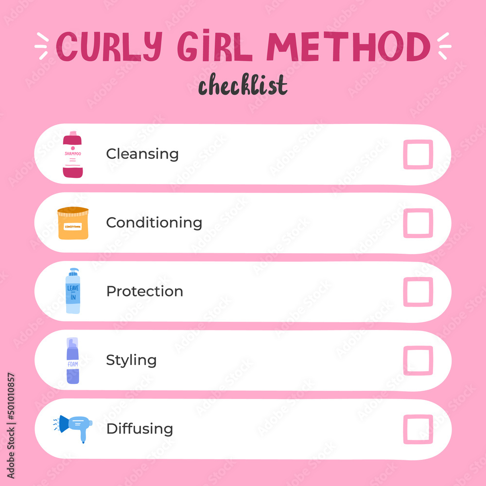 Vector de Stock Curly girl method checklist about care of curly hair ...