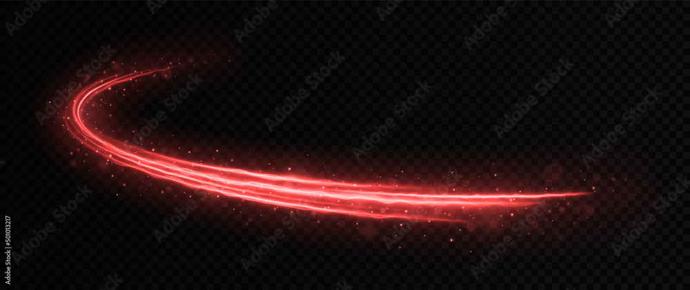 Glowing fire lines effect. Glittering magic red particles isolated on ...